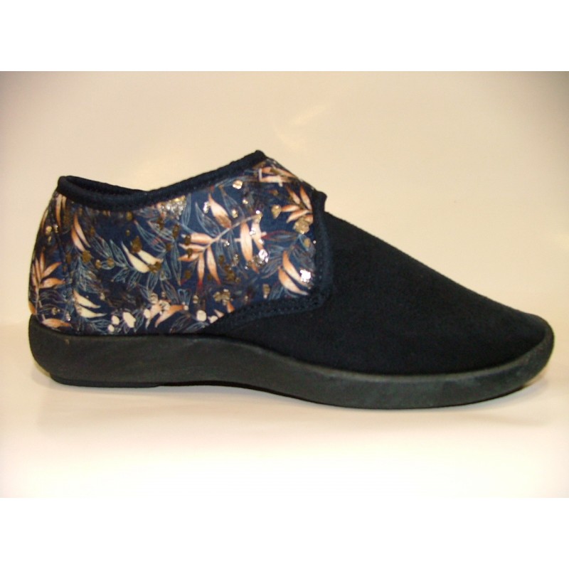 Pantoufles LA VAGUE Femme NOURI Velcro Bleu Chausson Attache Velcro